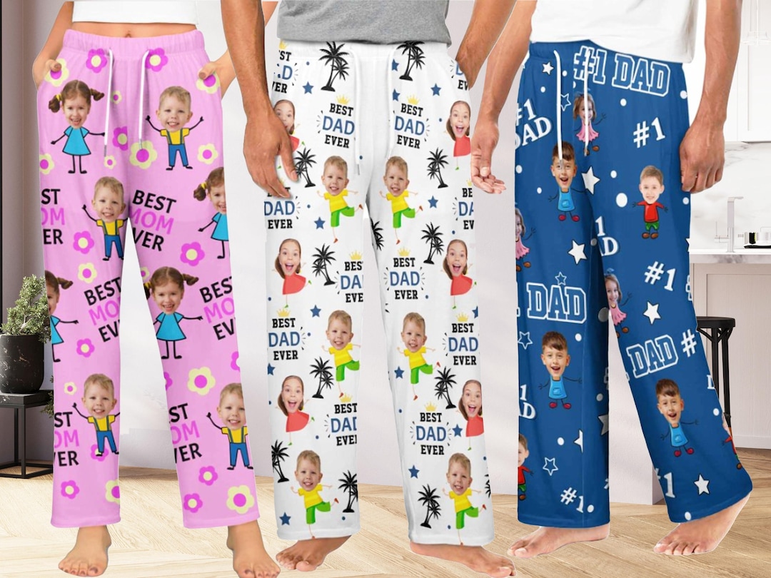 Personalized Best Dad Ever Pajama Pants With Face, Custom Photo Pajama ...
