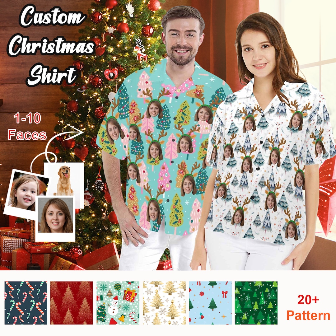 Custom Christmas Shirts With Photo, Customized Hawaiian Shirts, Custom ...