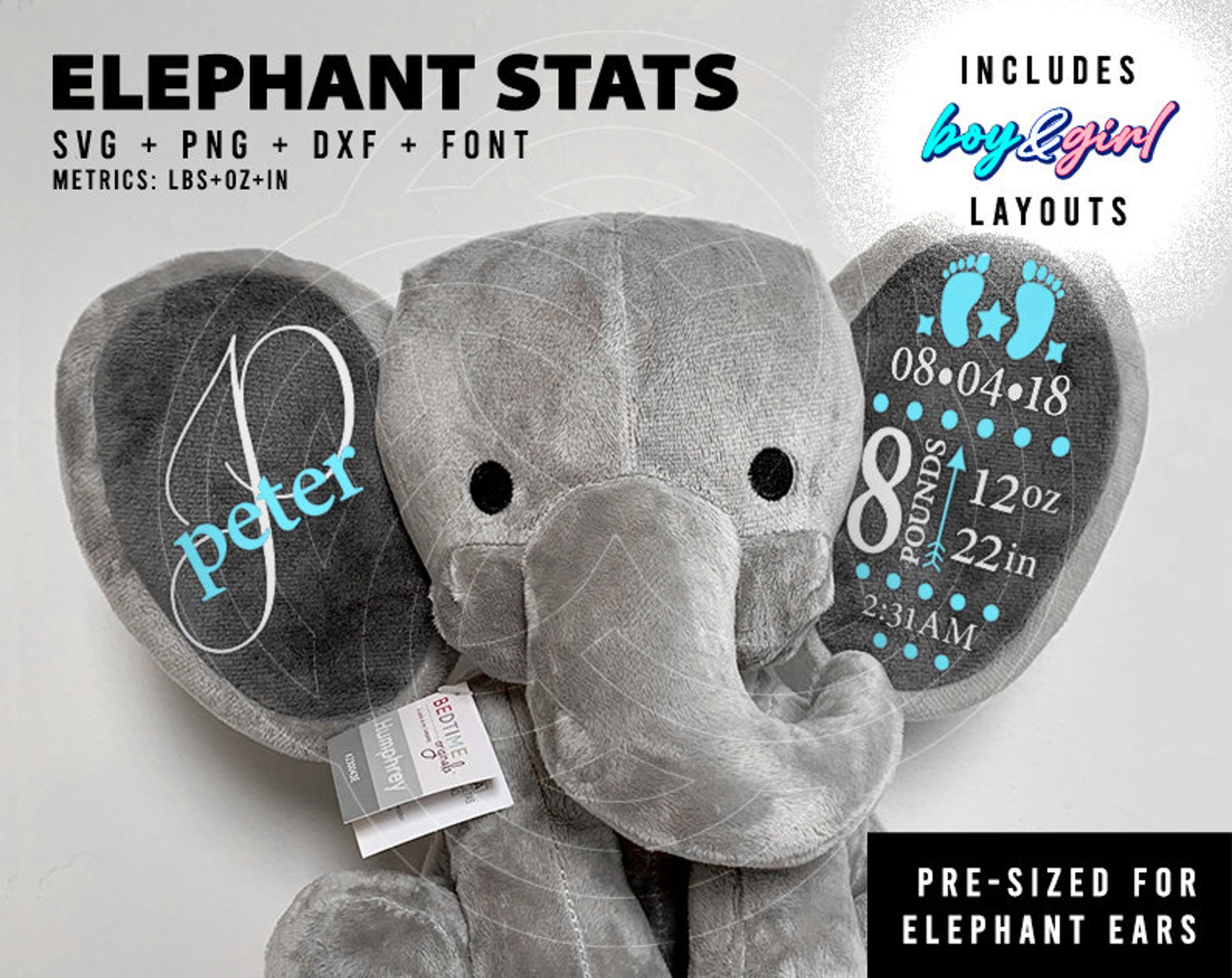 Personalised Birth Stats Elephant Stats Newborn Baby - Etsy