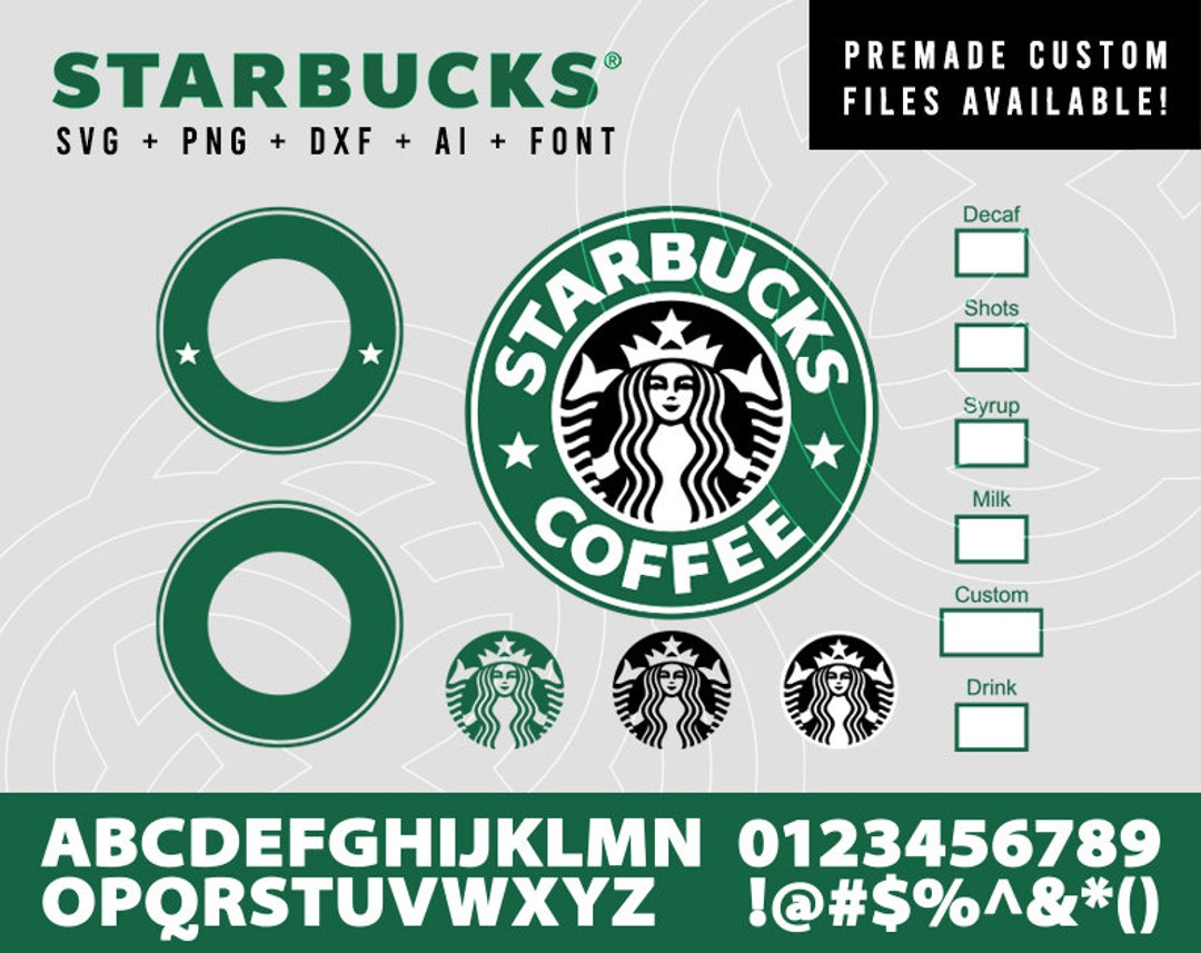 Logotipo personalizado de Starbucks / svg png dxf ai Fuente incluida ...