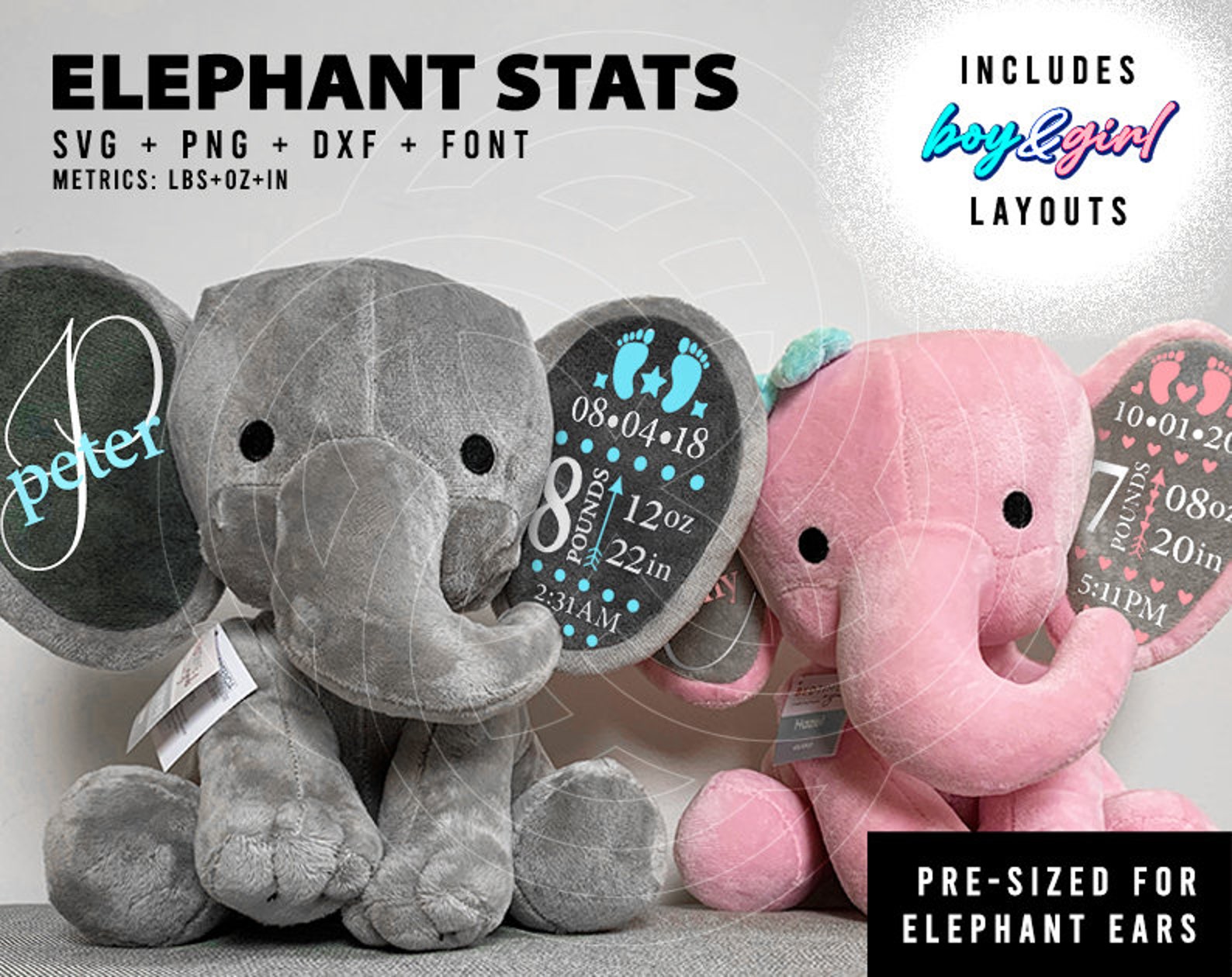 Personalised Birth Stats Elephant Stats Newborn Baby - Etsy