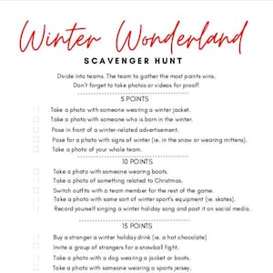 Winter Wonderland Scavenger Hunt, Winter Activity, Winter Scavenger ...