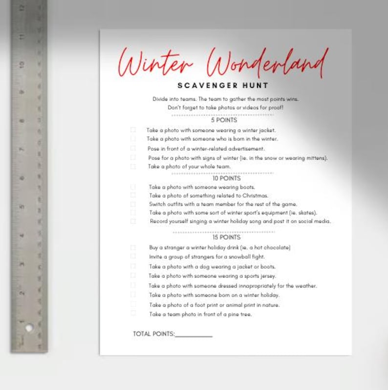 Winter Wonderland Scavenger Hunt, Winter Activity, Winter Scavenger ...