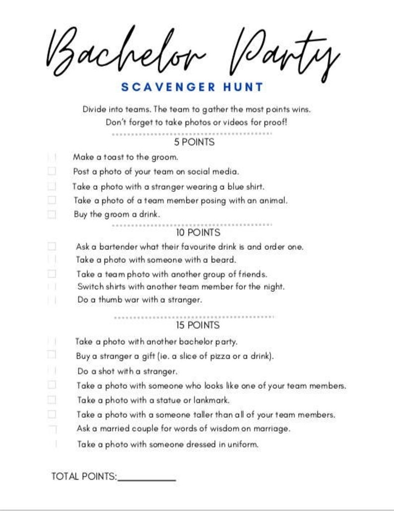 Bachelor Party Scavenger Hunt, Bachelor Party, Groomsmen Scavenger Hunt ...