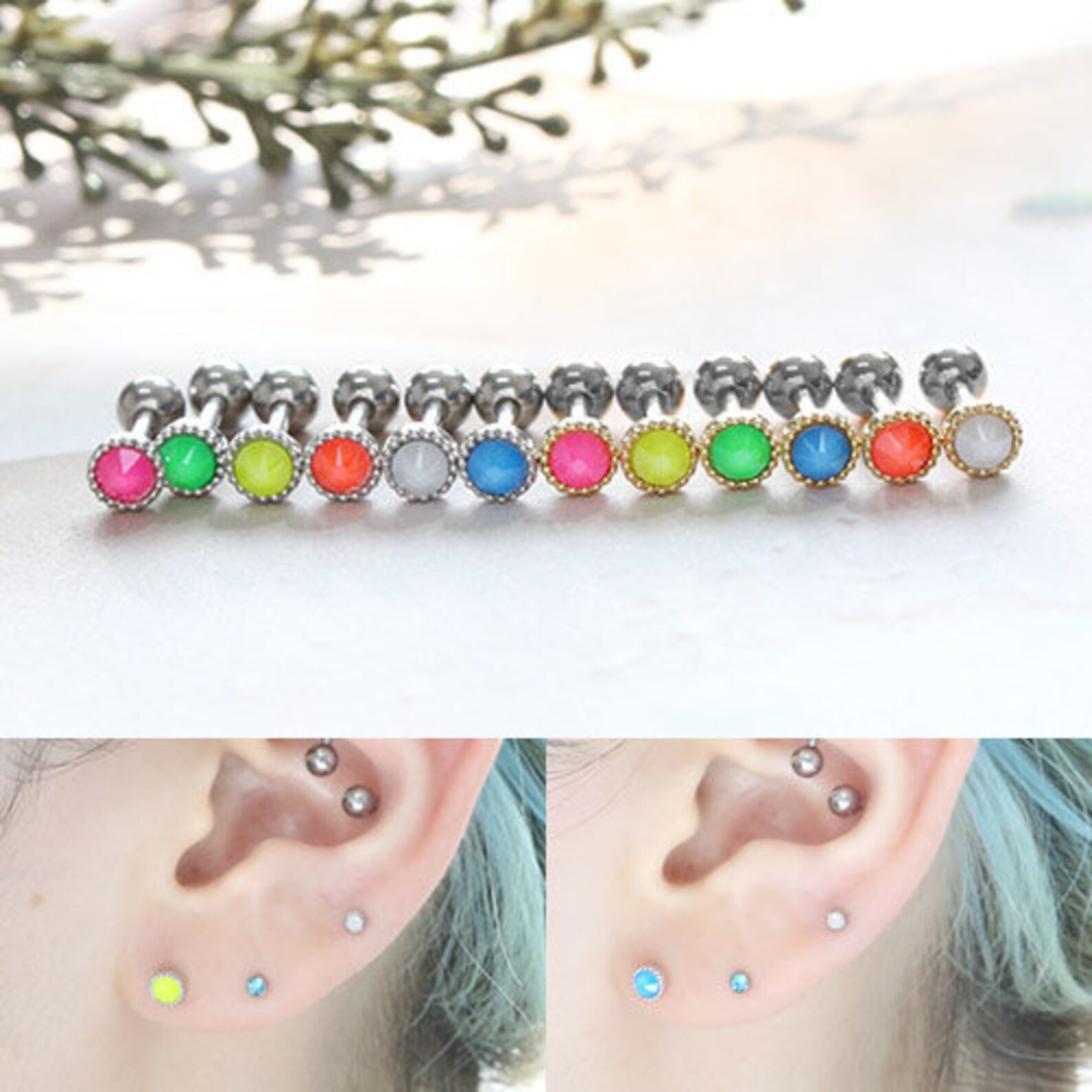 Neon 12 Colors Barbell Piercing Earrings. - Etsy Australia