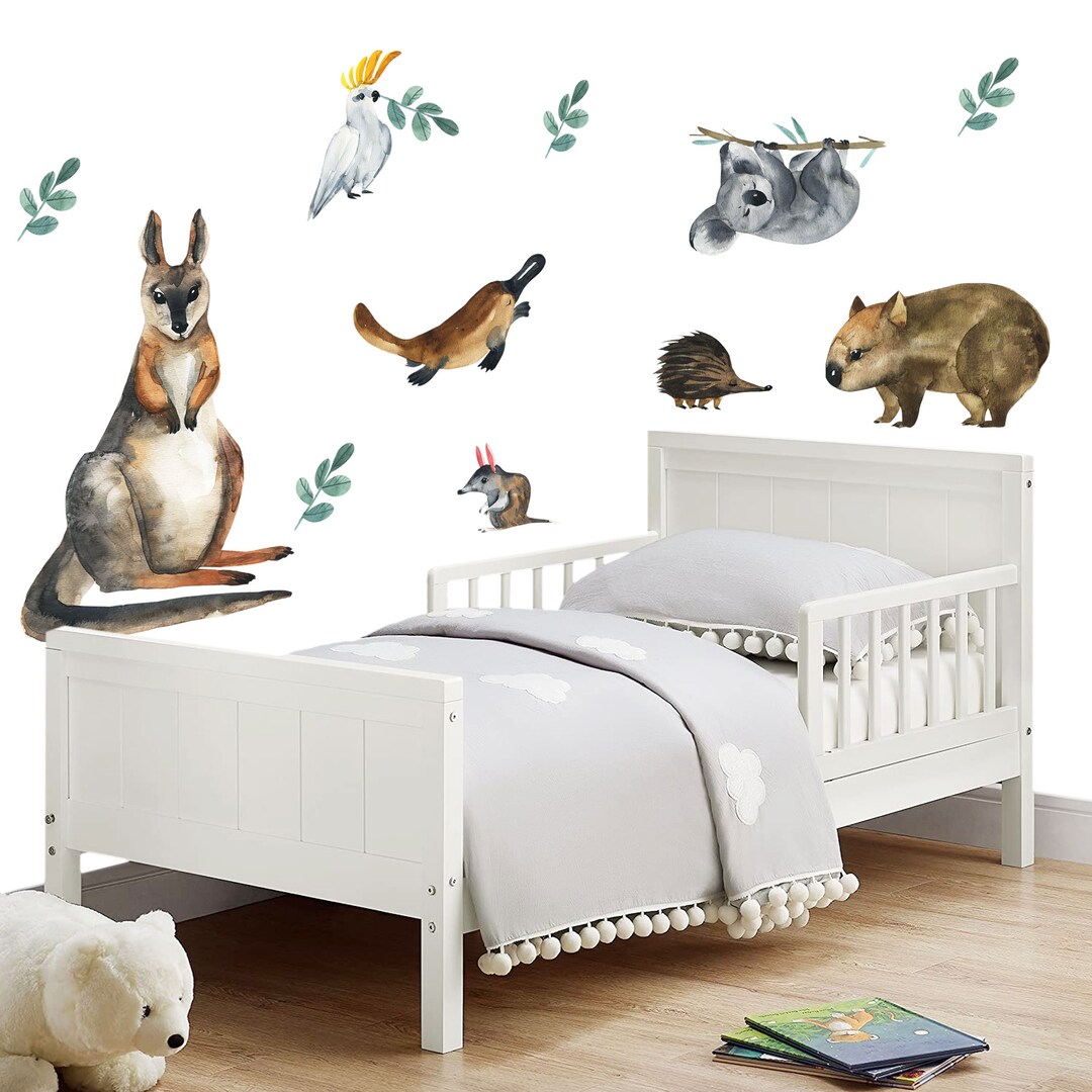 Watercolor Australian Animal Wall Decal Set – Removable Fabric Stickers ...