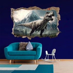 Dino World Tyrannosaurus Rex Breakthrough 3D Broken Wall Decal ...
