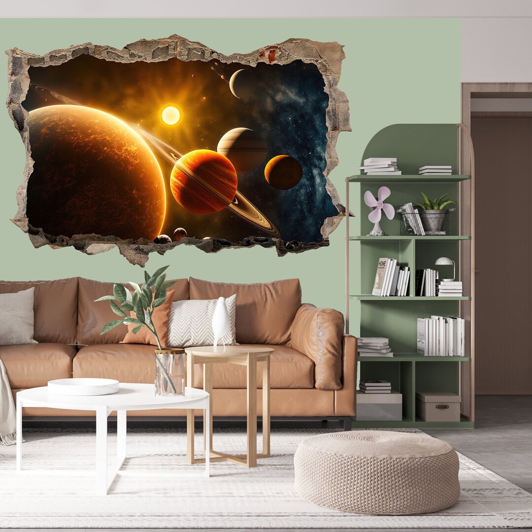 Splendid Solar System 3D Wall Decal - Bursting Beyond the Broken Wall ...