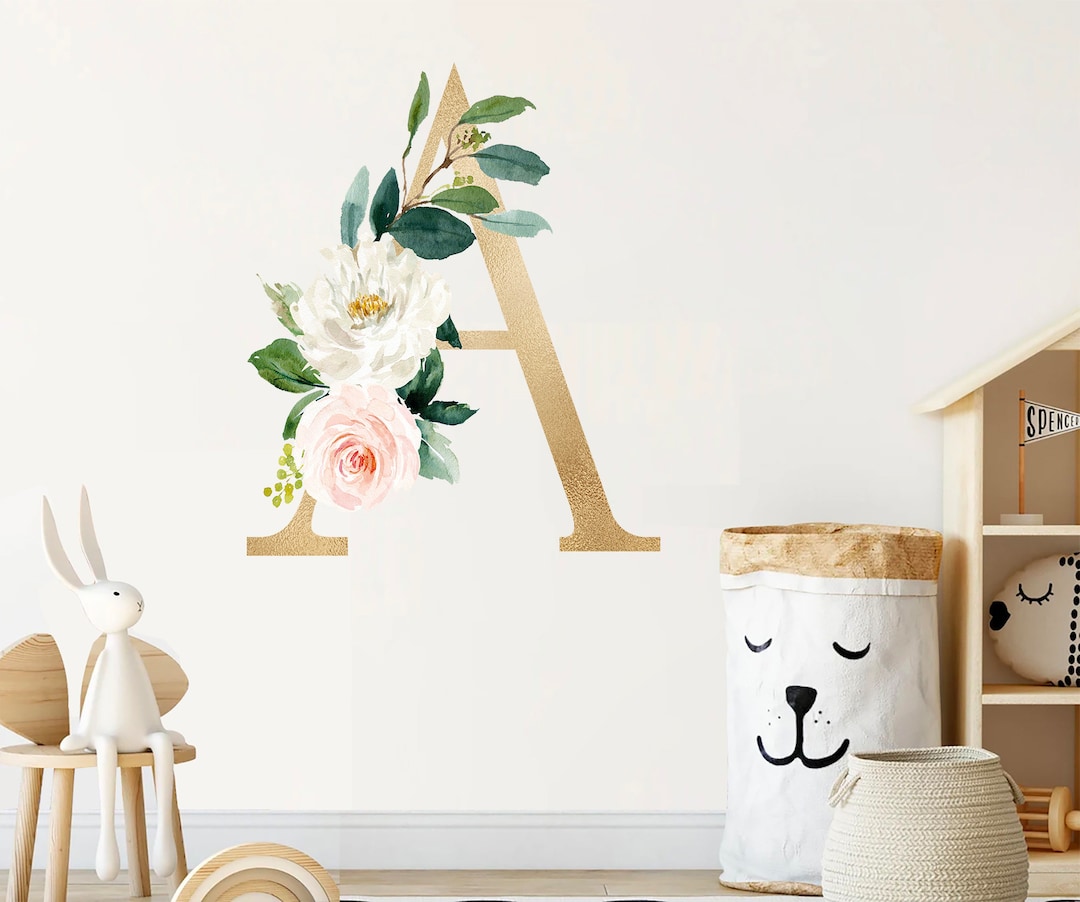 Bohemian Floral Gold Alphabet Letters Initial Wall Decal - BR116 - Etsy