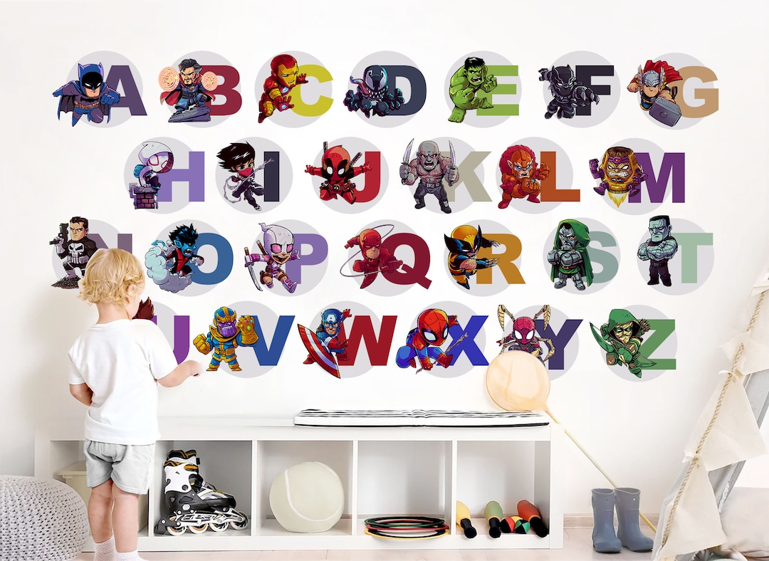 Superhero Avengers Alphabet ABC Capital Letters Squad Wall Decal ...