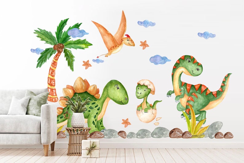 Cartoon Dinosaurs Adventure Baby Dino Wall Decal - BR057 - Etsy