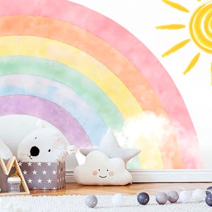 Radiant Rainbow Sun Wall Decal – Watercolor Style Girls' Room Decor ...