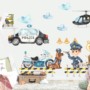 Policeman Police Force Car Pistol Motorcycle Dog Helicopter Removable ...