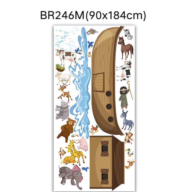 Noah's Ark Animal Parade Wall Decal - Elephant Giraffe Bear Cow ...