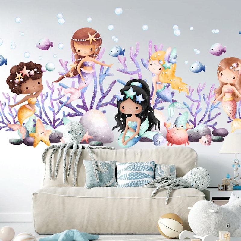Mermaid Wall Decals - Etsy