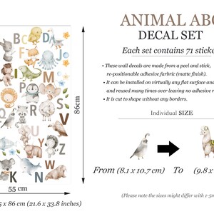 Animal Alphabet Decals - A to Z Wildlife Initials Wall Decal - Peel and ...