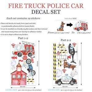 Emergency Services Fire Truck Police Car Helicopter Removable Wall ...