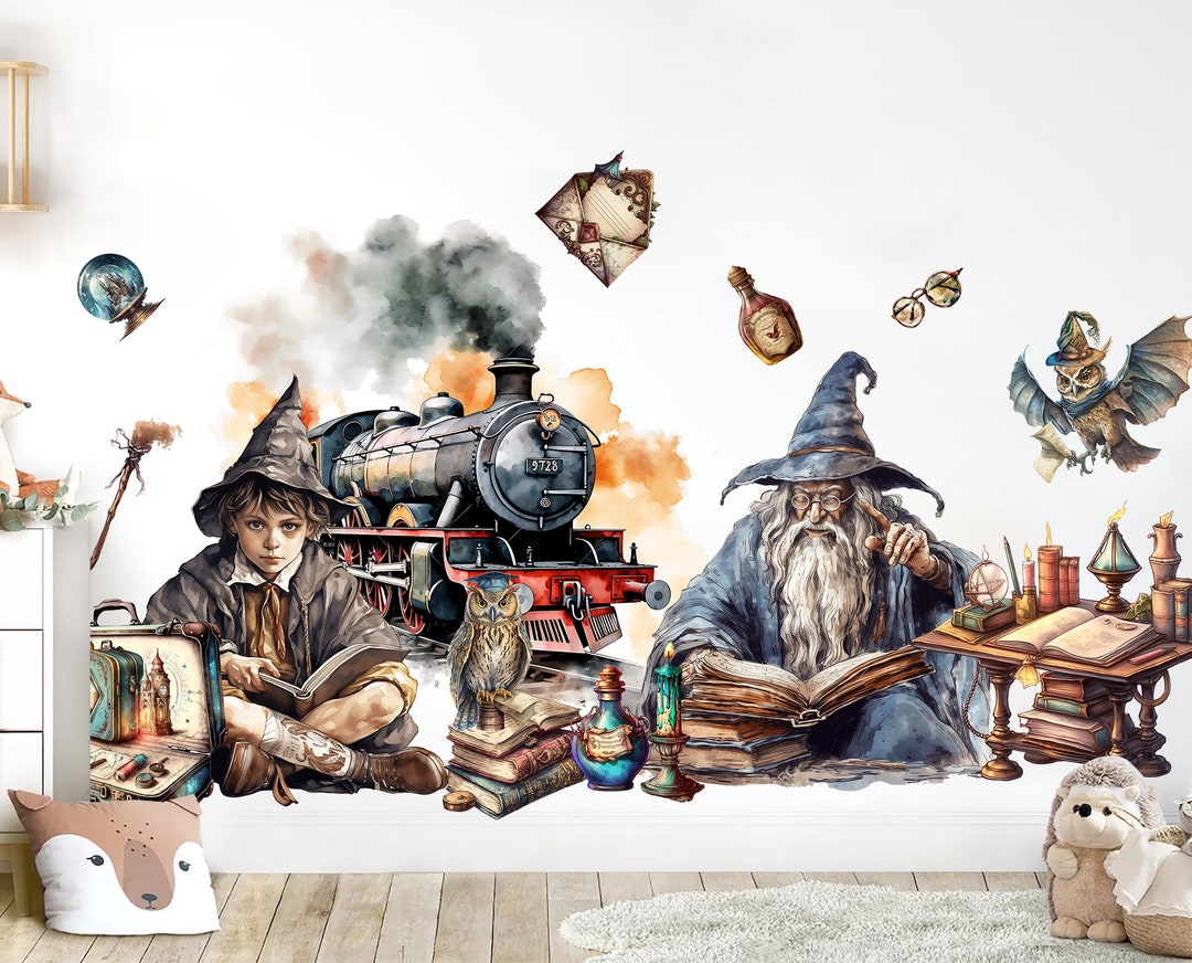 Magical School Train Wizard Decal Stickers - School of Magic Owl Wand ...