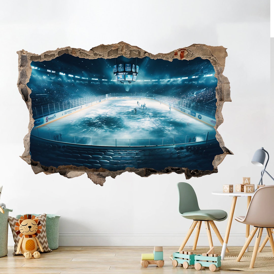 Ice Hockey Arena Breakout From 3D Broken Wall Decal - Removable Peel ...