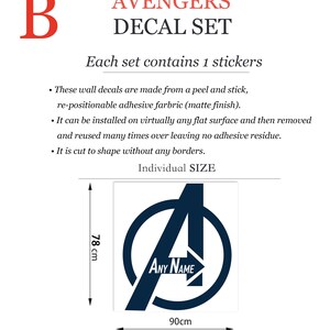 Personalised Name With Avengers LOGO Custom Edition Wall Decal - Boys ...