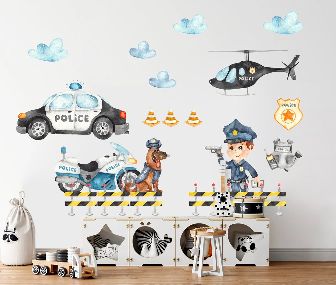 Policeman Police Force Car Pistol Motorcycle Dog Helicopter Removable ...