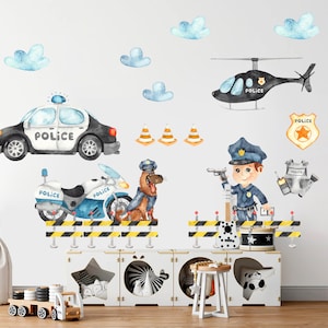 Policeman Police Force Car Pistol Motorcycle Dog Helicopter Removable ...