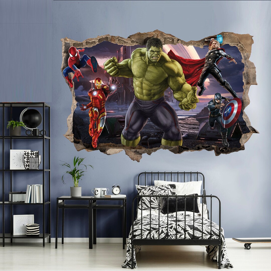 Avengers Superhero Wall Decal Avengers Assemble: Dynamic 3D Stickers ...