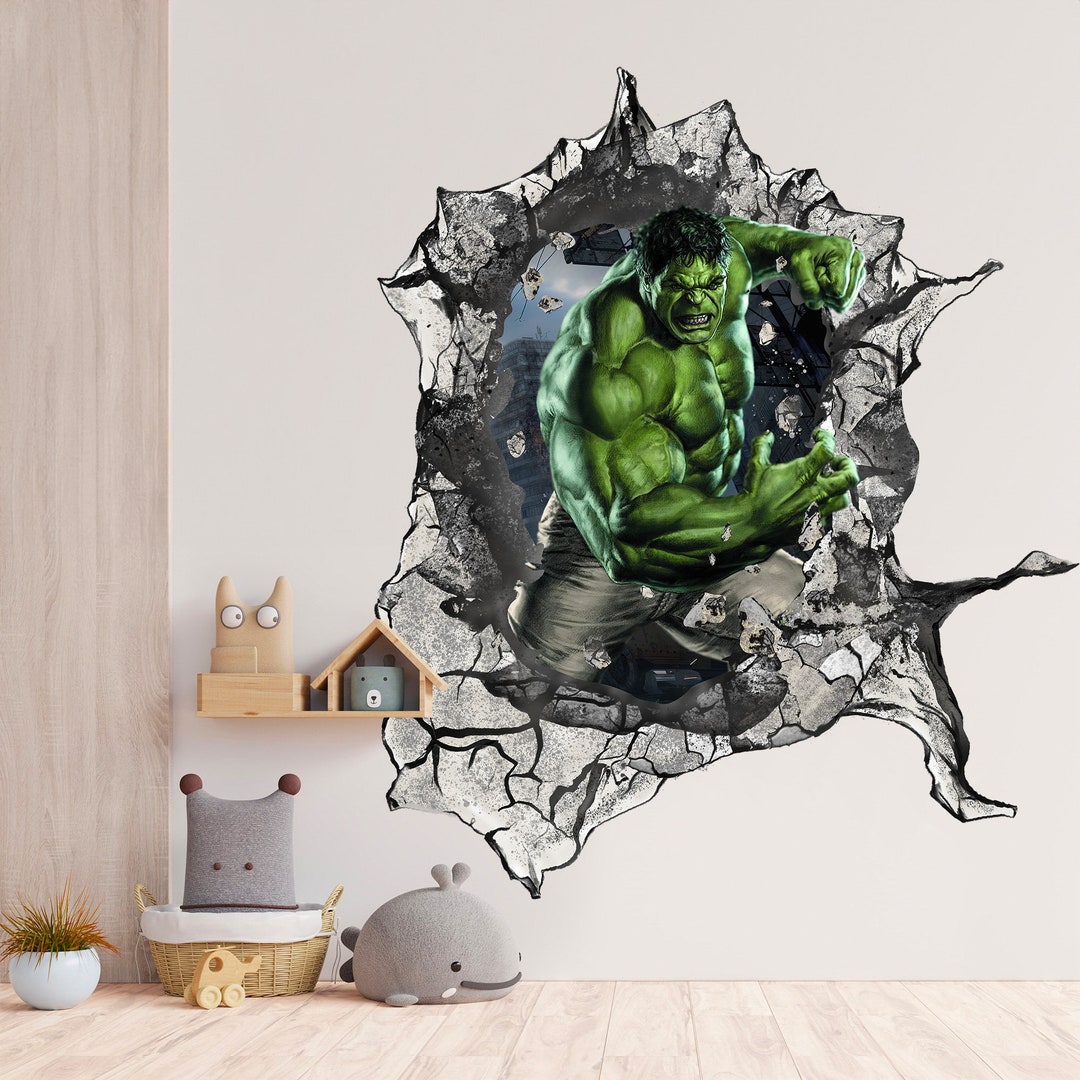 Avengers Superhero Hulk Smash Wall Decal - Bursting Through Walls ...