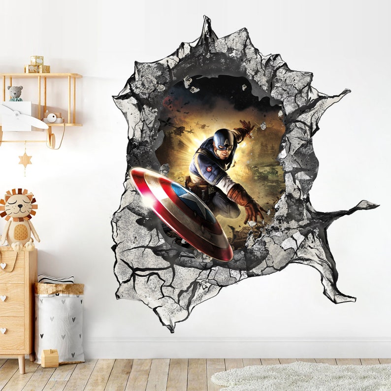 Captain America Shield Smashed Wall Decal - Avengers Superhero - SP026 ...