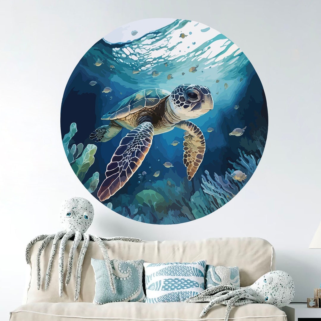 Aquatic World Turtle Wall Decal - Removable Peel and Stick - BR409 - Etsy