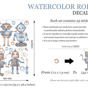 Watercolor Robot and Mechanical Cat Automation Removable Boys Wall ...