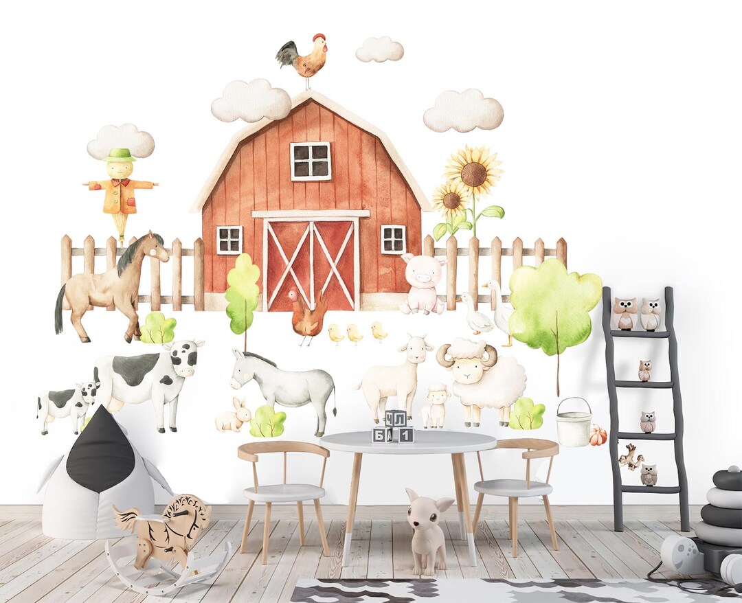 Farm Animal Wall Decals: Rooster, Cow, Goat, Pig, Donkey & Horse ...