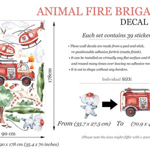 Animal Fire Brigade Rescue Fire Truck Helicopter Giraffe Elephant Wall ...