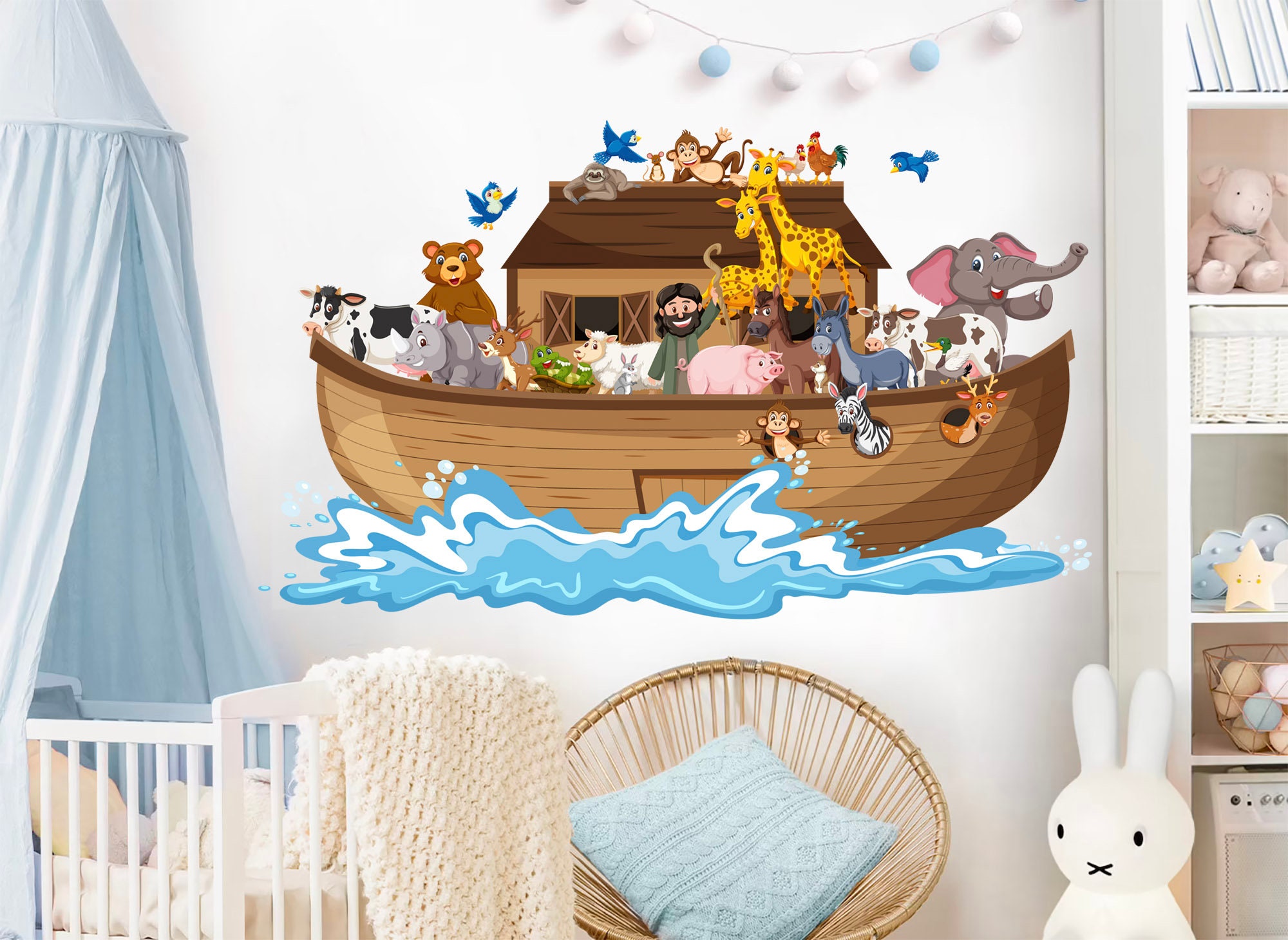 Noah's Ark Animal Parade Wall Decal - Elephant Giraffe Bear Cow ...