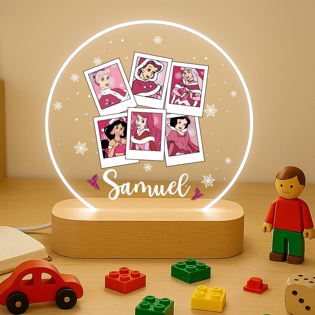 Pink Christmas Princess Polaroid LED Night Light, Personalized Name ...