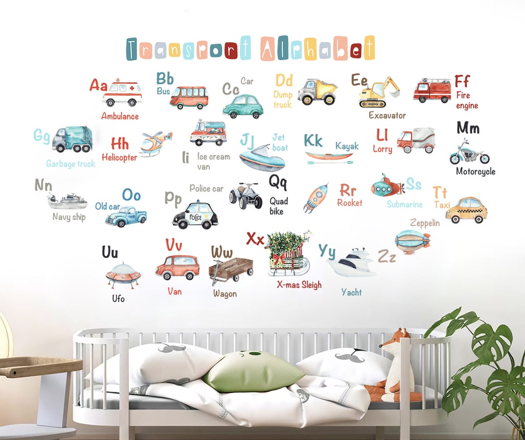 Transport Alphabet Learning ABC Wall Decals - Great Gift for Kids Room ...