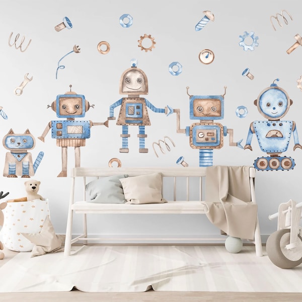 Robot Wall Decal - Etsy