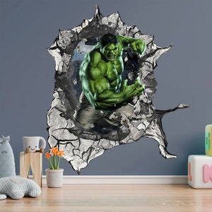 Avengers Superhero Hulk Smash Wall Decal - Bursting Through Walls ...