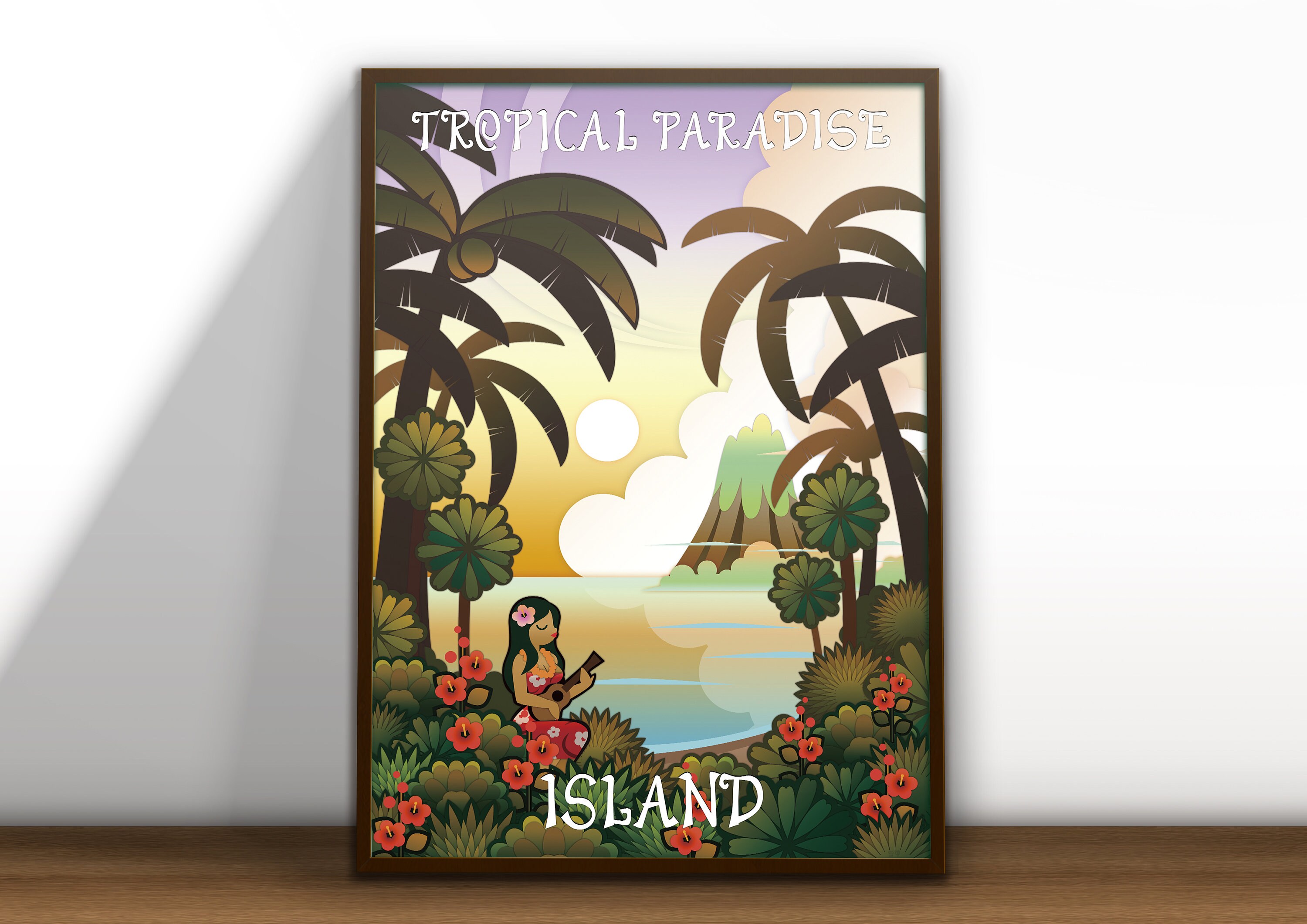 Tropical Paradise Island, Printable Wall Art, Downloadable Art, Art ...
