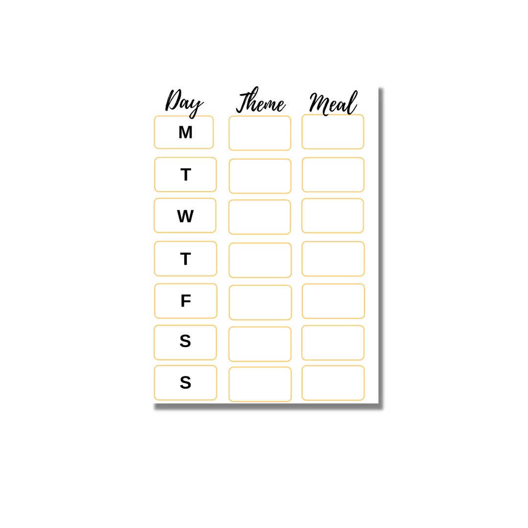 Themed Meal Plan Template Menu Planning meal Planning Meal Prep Batch ...