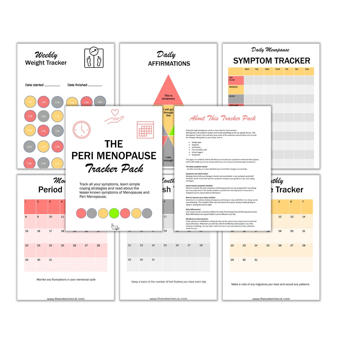 The Peri Menopause Tracker Pack Menopause Symptom Tracker Menopause ...