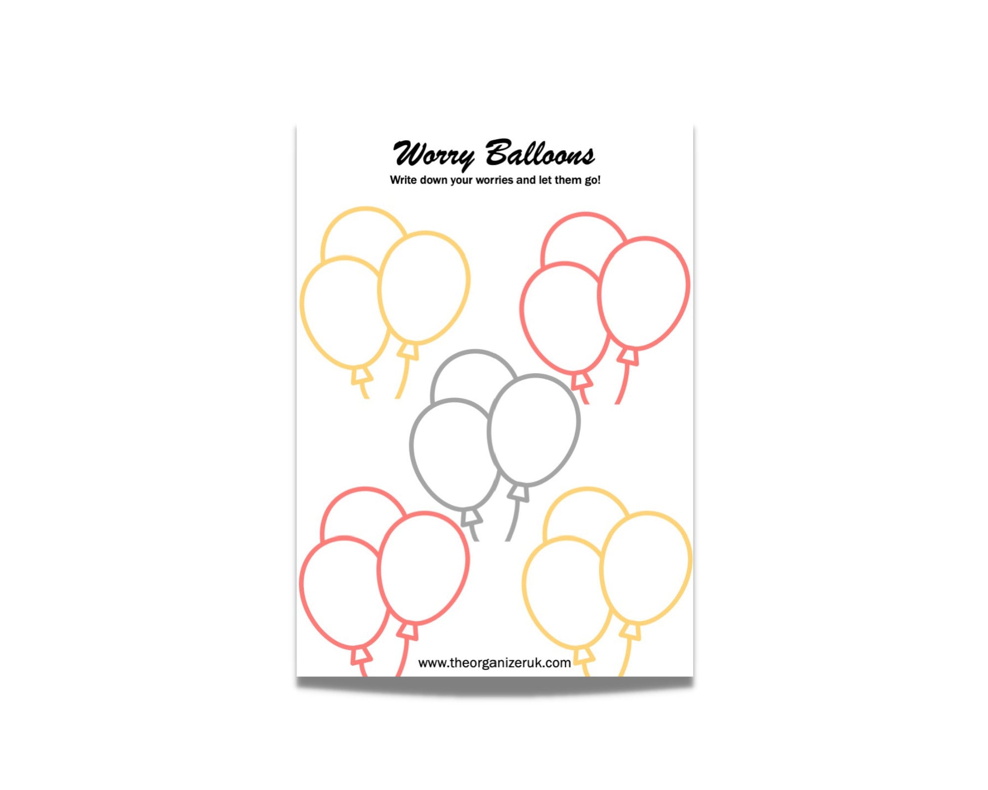 Worry Balloon Self Care Tracker self Care Planner Page - Etsy