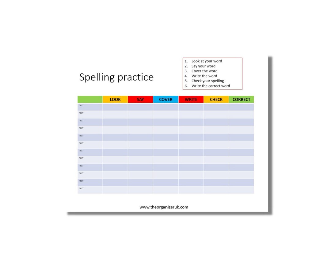 Spelling Practice Sheet Home Schooling Spellings Spelling Sheet ...
