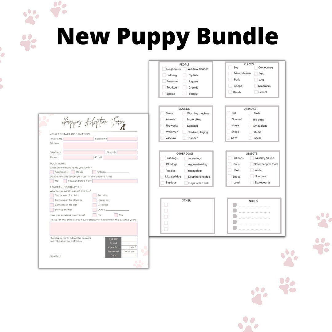 New Puppy Bundle Dog Adoption Dog Socialising Checklist - Etsy