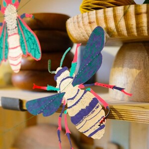Insects, Bees, Beetles Moths and Insects Garland Hand Sewn and Printed ...