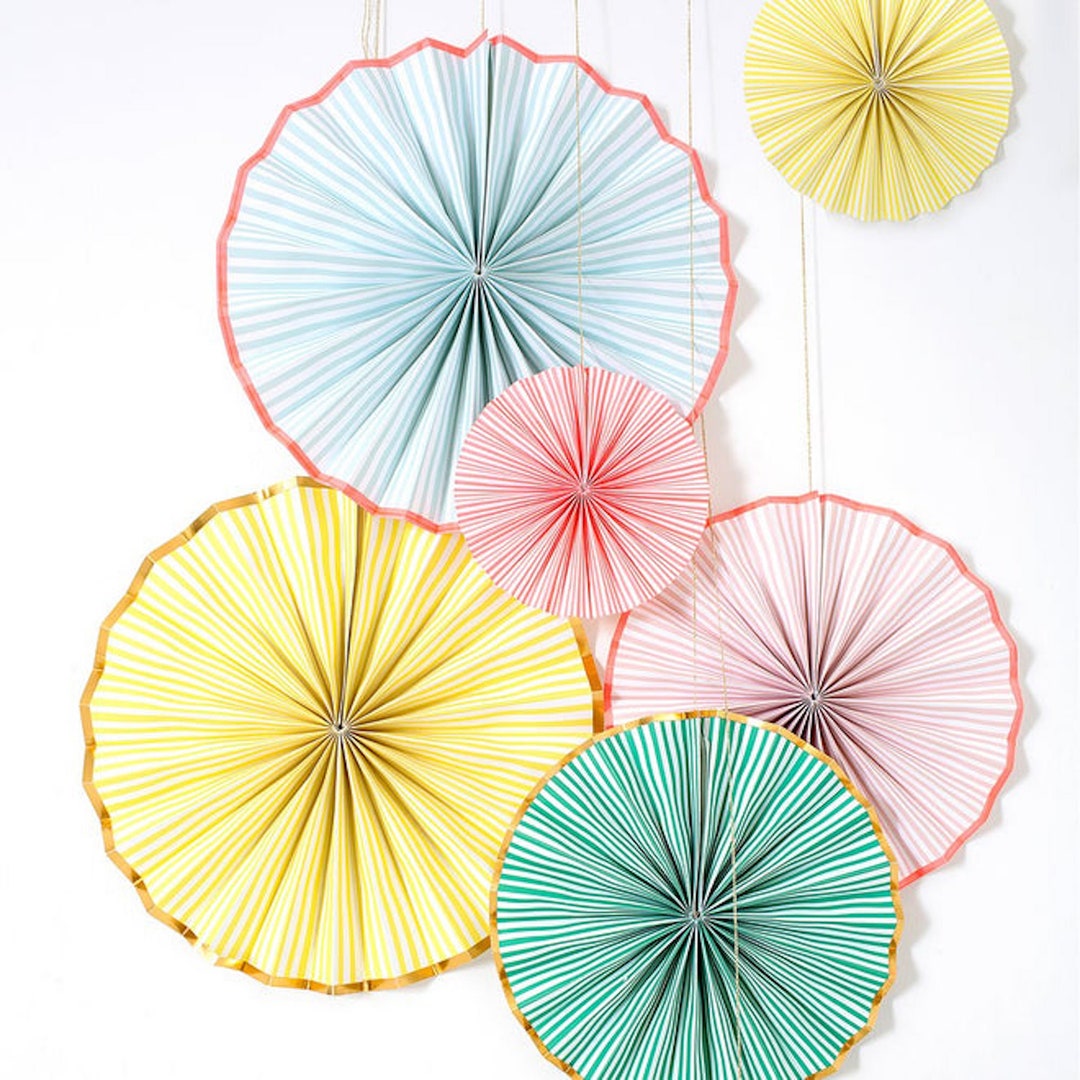 Pastel & Neon Striped Pinwheel Decorations (6 Pack) - Etsy