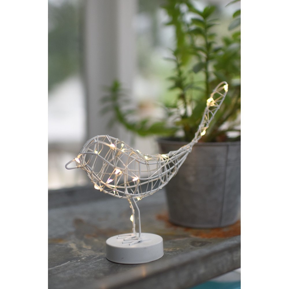 CHRISTMAS Table Top LED Light up Battery Operated Robin in White - Etsy