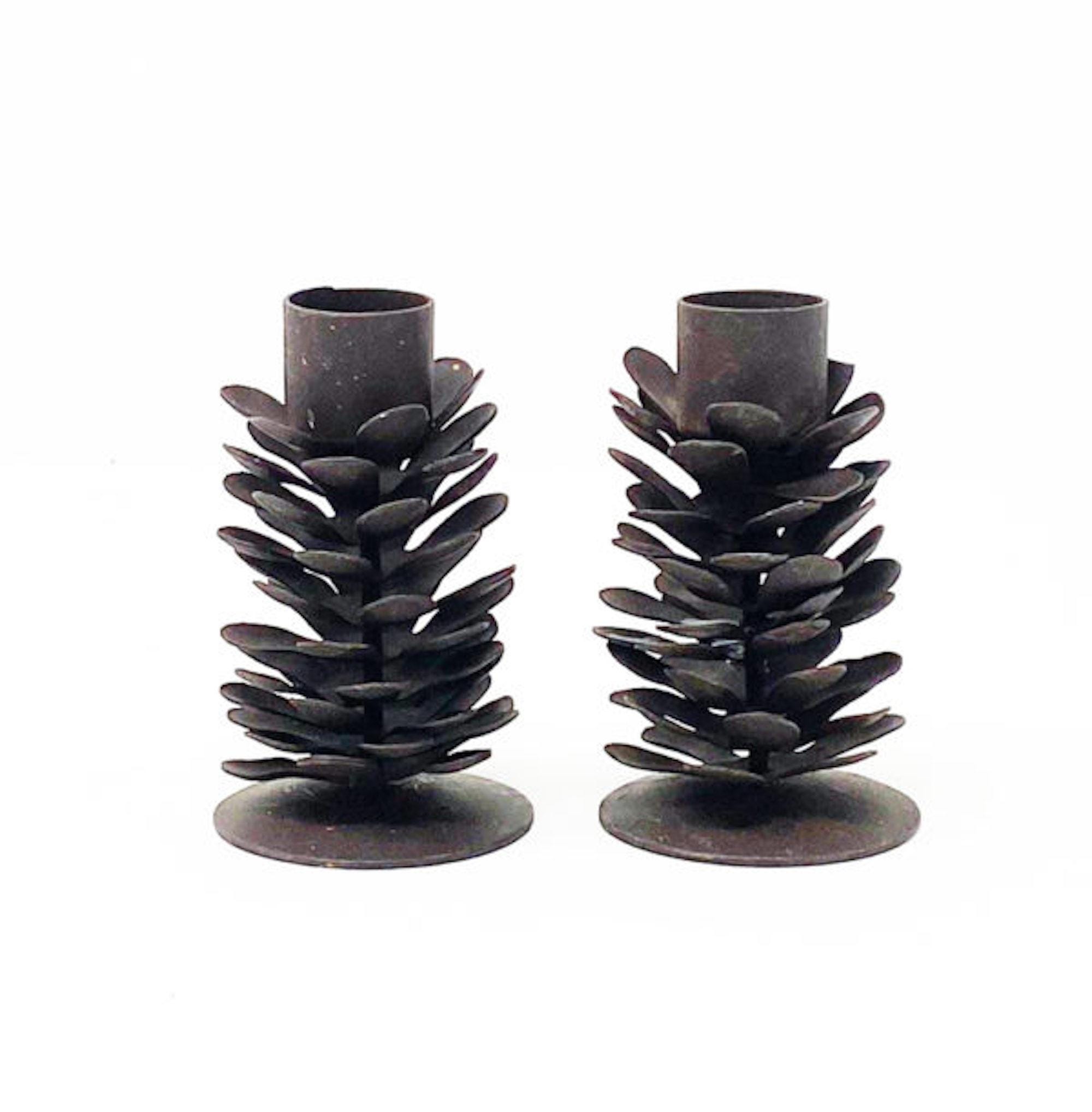 Pair of Pine Cone Rust Antique Effect Candleholders 11cm - Etsy