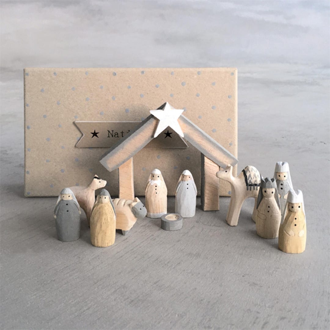 Wooden Natural Boxed Little Nativity Set, Nativity Scene Keepsake ...
