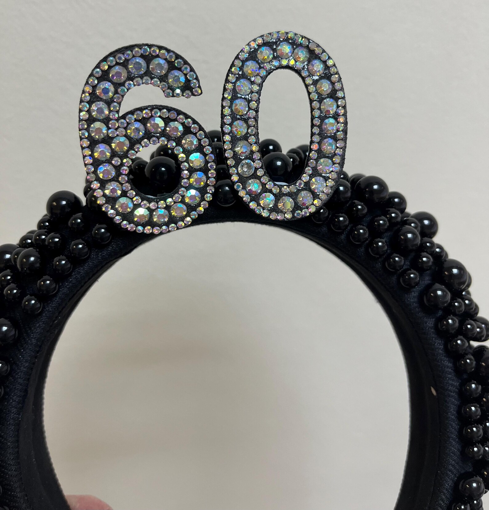 Personalised Black Pearl Headband Any Age 18, 21, 30, 40, 50, 60, 70 ...